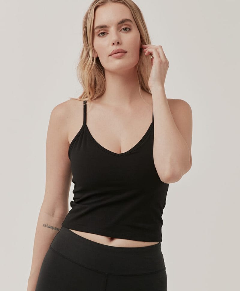 Womens Black Shelf Bra Cropped Camisole Eco Stylist